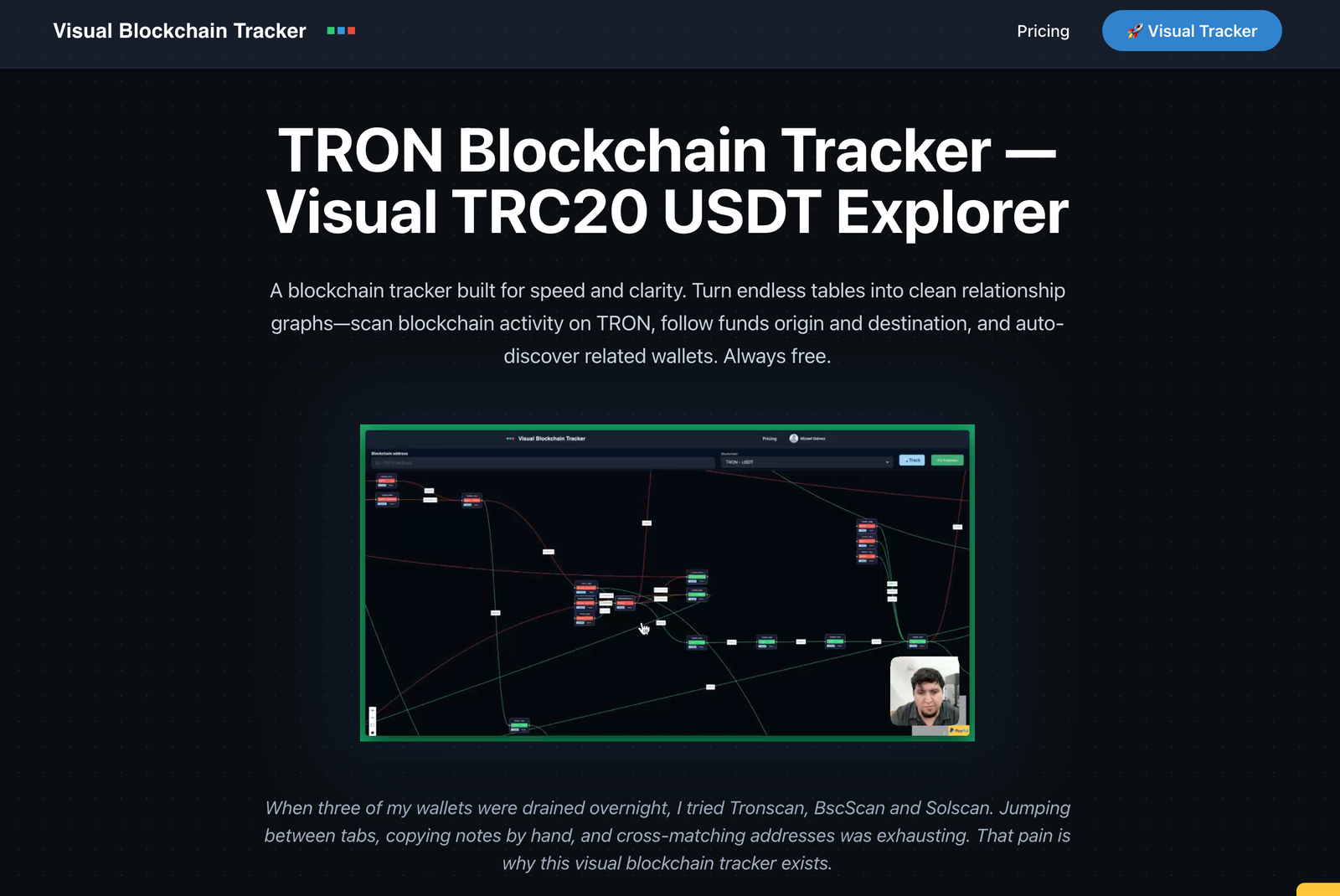 TRON Blockchain Tracker — Visual TRC20 USDT Explorer